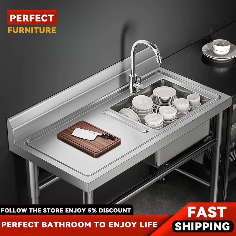 304 Stainless Steel Sink Multi-basin Sink With Countertop Household ...