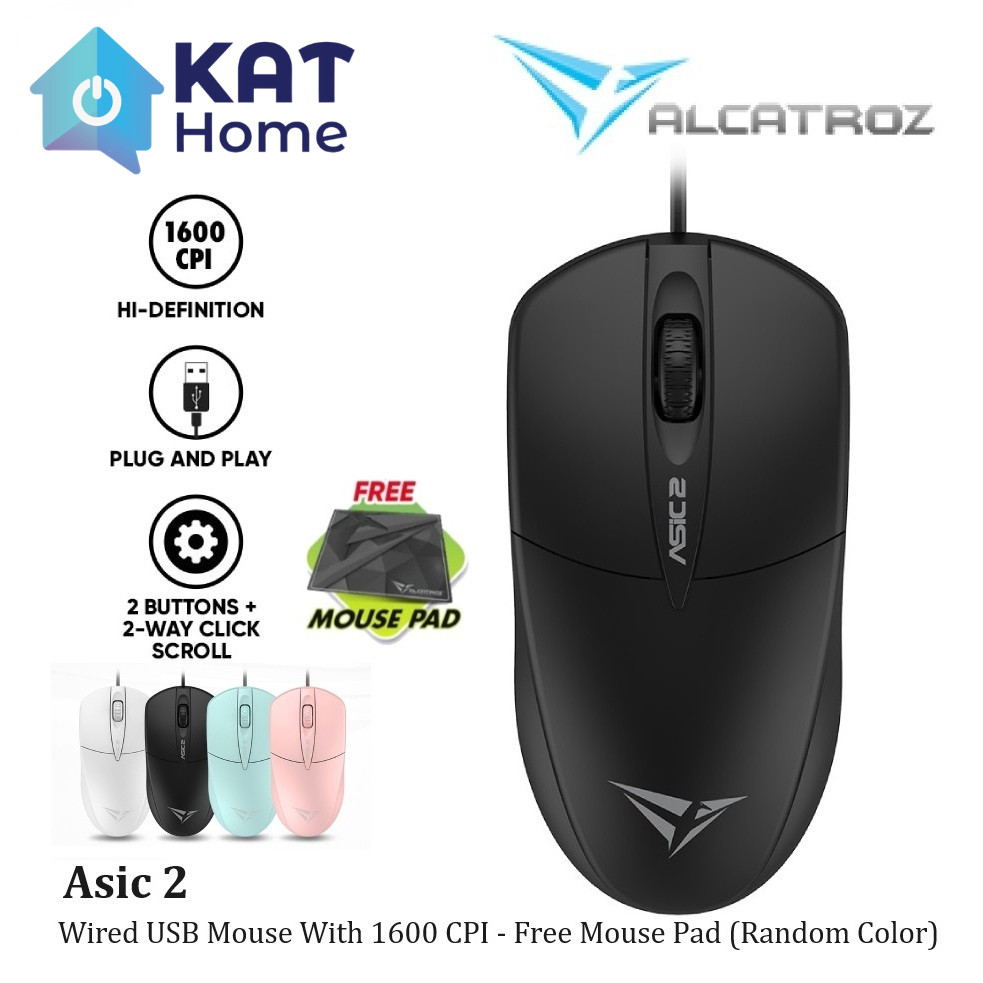 ALCATROZ ASIC 2 WIRED USB MOUSE 1600 CPI / 3 BUTTON OPTICAL HIGH ...
