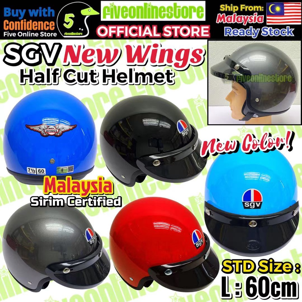 New SGV Wing Helmet 3 Button Topi Keledar SGV Helmet Steng Separuh L ...