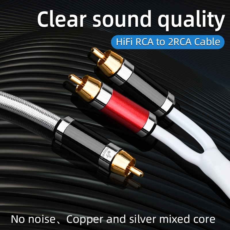 Hifi RCA to 2RCA Cable Hi-End Copper and Silver One Sub-2 Splitter Y ...