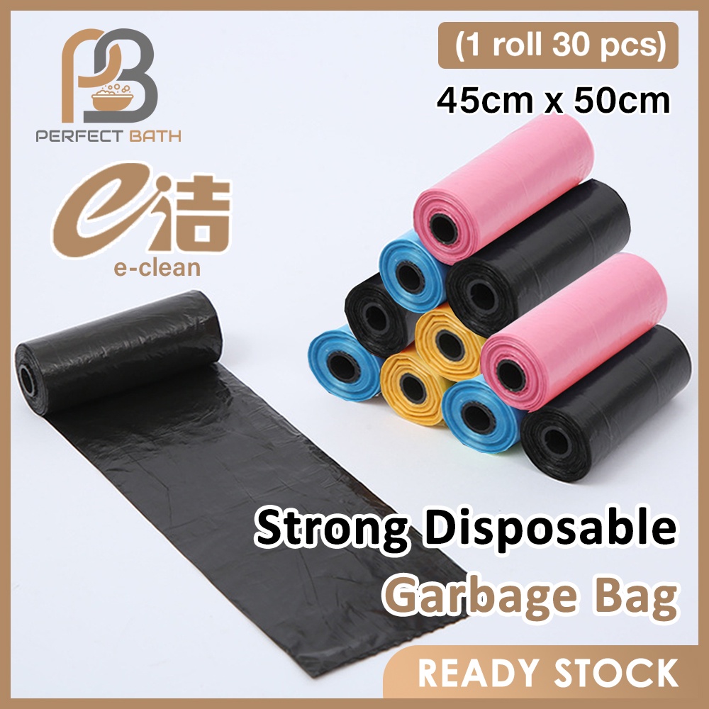 [30PCS/ROLL] Perfect Bath Disposable Garbage Bag Strong Plastic Waste ...