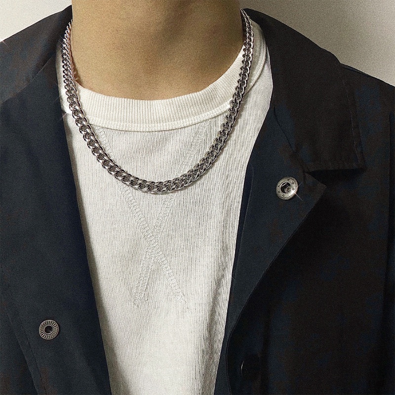 Cuban Chain Titanium Steel Clavicle Chain Men Women Unique Stackable ...