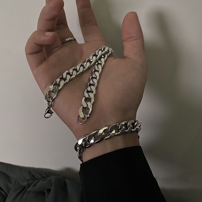 Cuban Chain Titanium Steel Clavicle Chain Men Women Unique Stackable ...