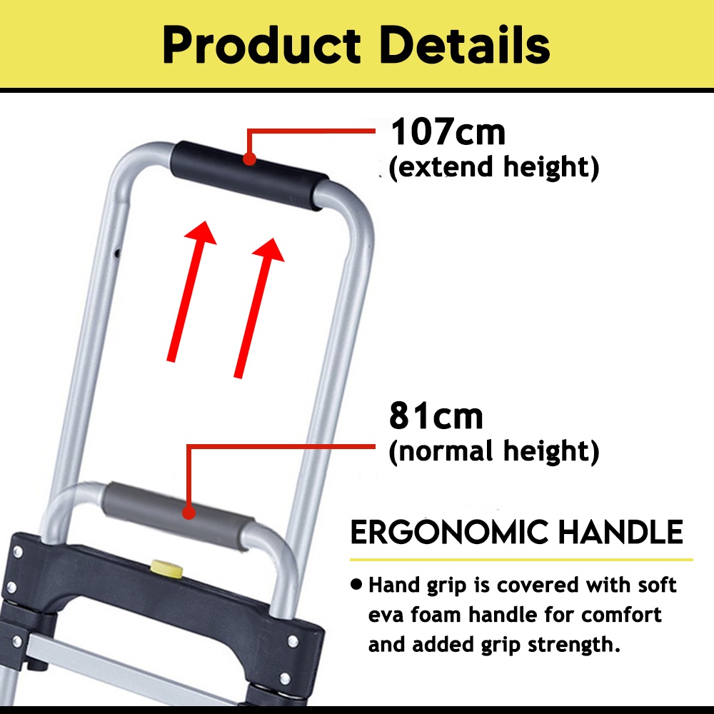 [120KG] Innohut Heavy Duty Folding Trolley 2 Wheel Hand Truck Handcart ...