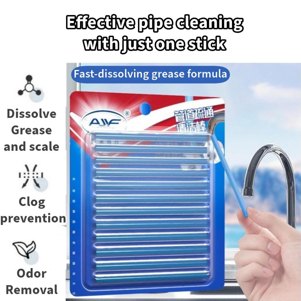 (12pcs) Pipe Cleaning Sticks for Drains, Sink Pipes - Removes Grease ...