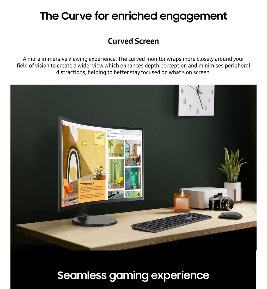 Samsung 27" Essential Curved Monitor S3 S36C / LS27C360EAEXXS | Shopee ...