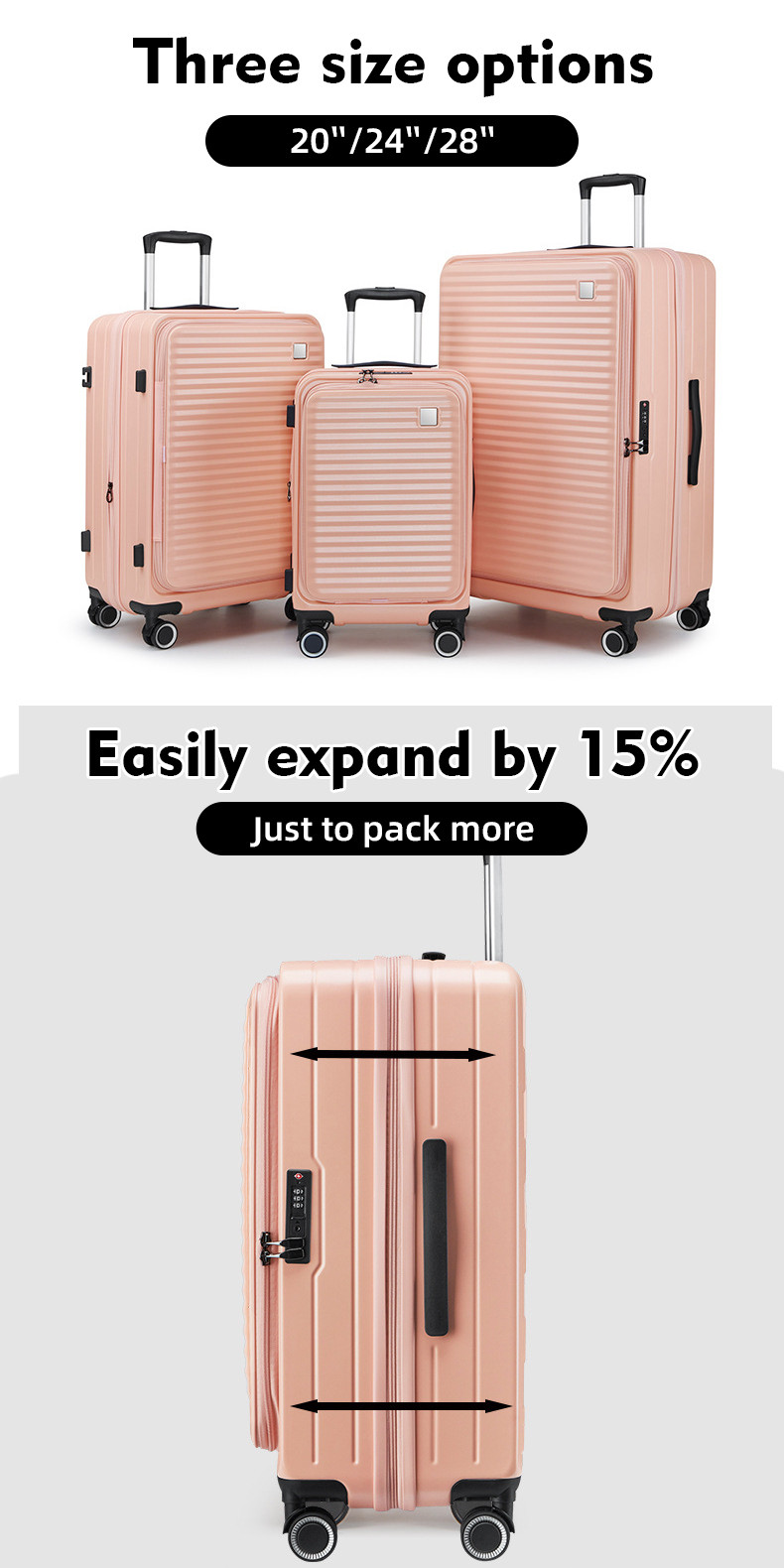 DY 【SG Local Seller】Front Opening Cabin Luggage with Silent Universal ...