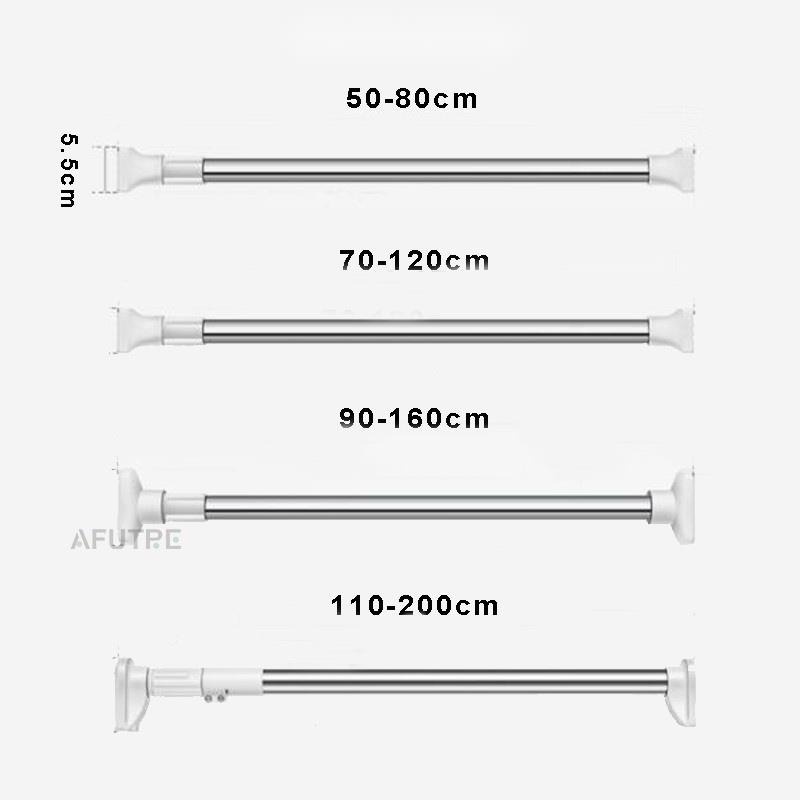 Adjustable Rod Extendable Pole Stainless Steel Curtain Towel Hanging ...