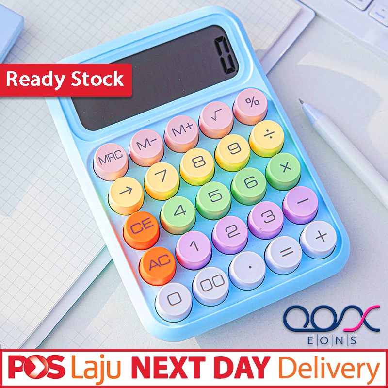 CLEAR SOUND 12 Digits Dopamine Color Calculator Large LCD Display Round ...