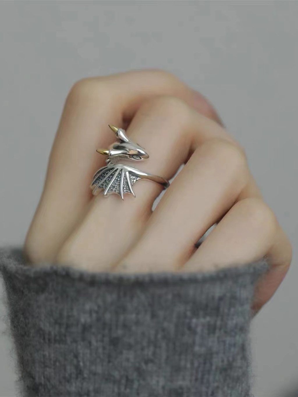 Metal Dragon Rings Punk Retro Animal Adjustable Finger Ring Hiphop Men ...