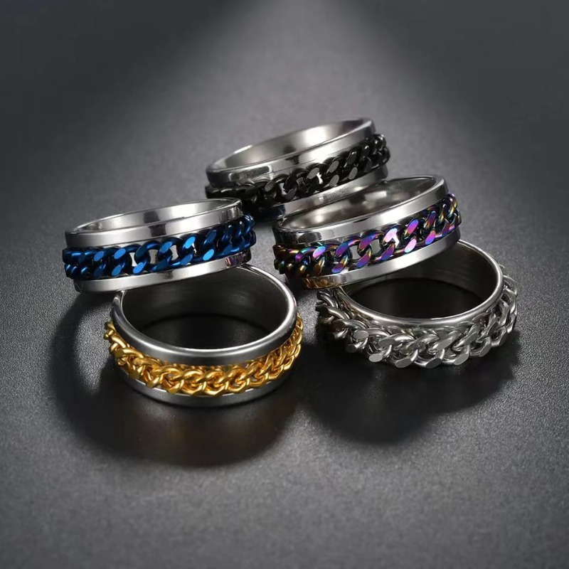 Men's Ring Titanium Stainless Steel Chain Ring Party Retro Simple ...