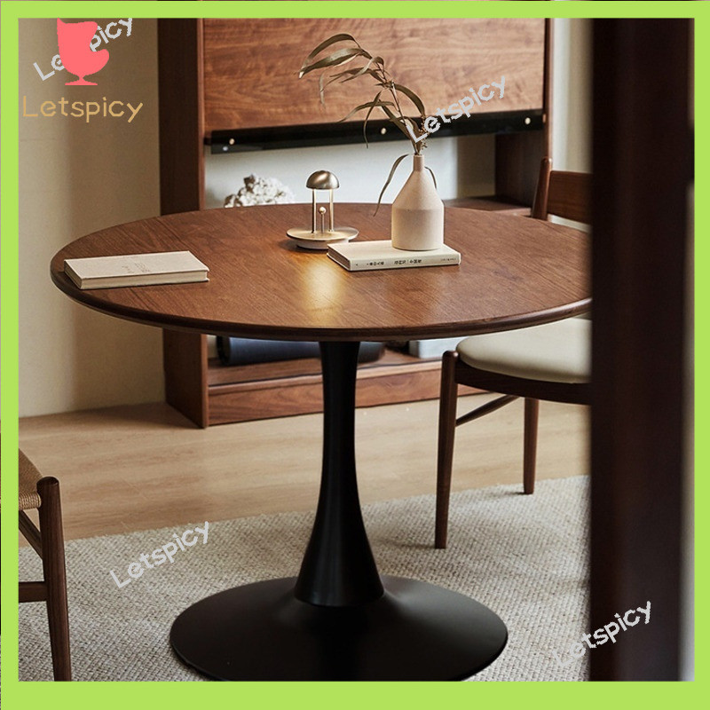 Dining Table Solid Wood Stroke Walnut Round Dining Table And Chair ...