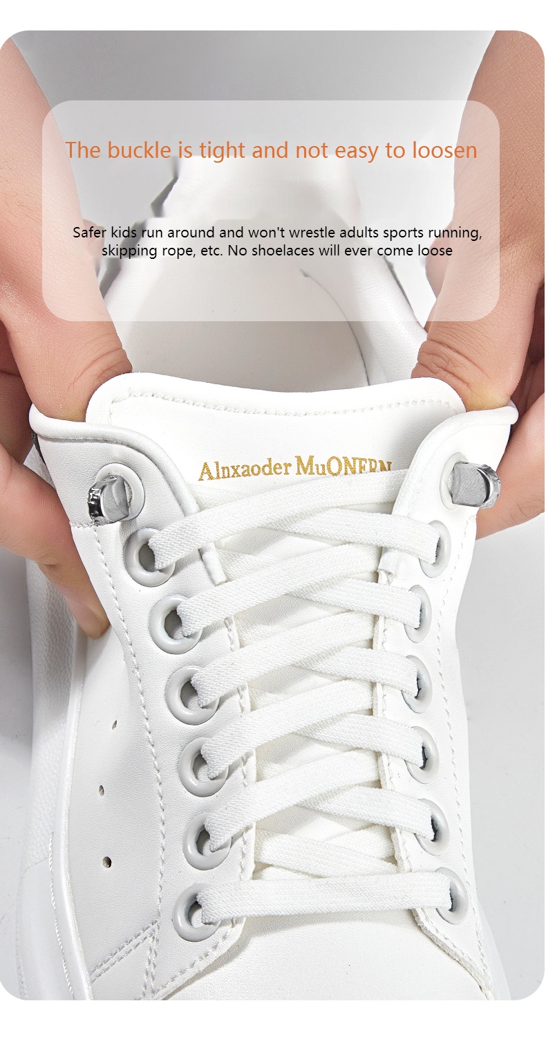 8MM No tie Shoelaces for Shoes New Flat Elastic laces Sneakers Kids ...