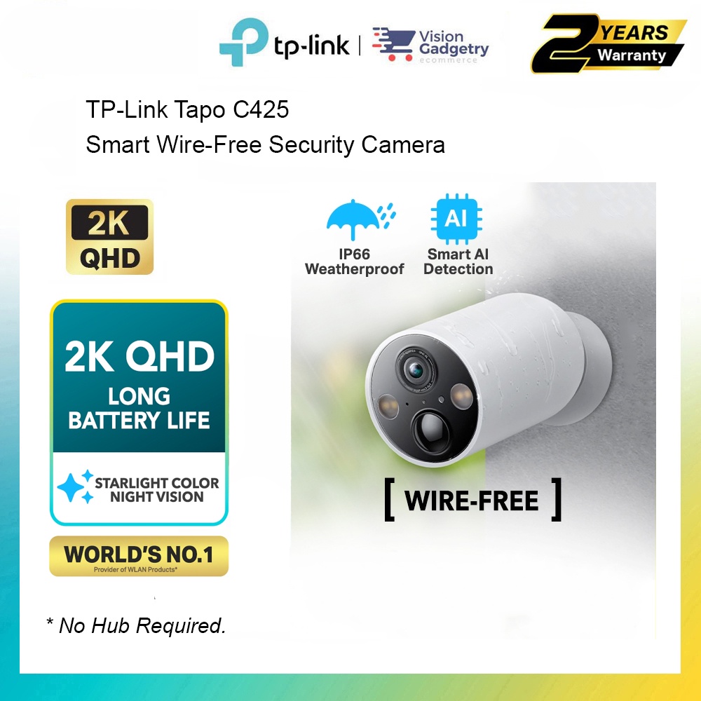 TP-Link Tapo C425 Smart Wire-Free Security Camera CCTV IP Camera 2K QHD ...