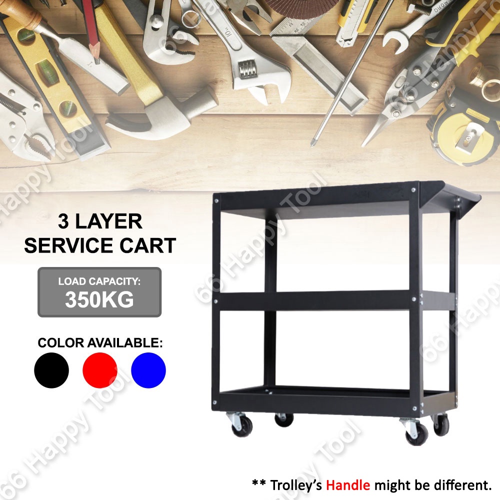 3 Layer Service Cart Tools 3 Tier Tool Cart Trolley 350kg Red Blue ...