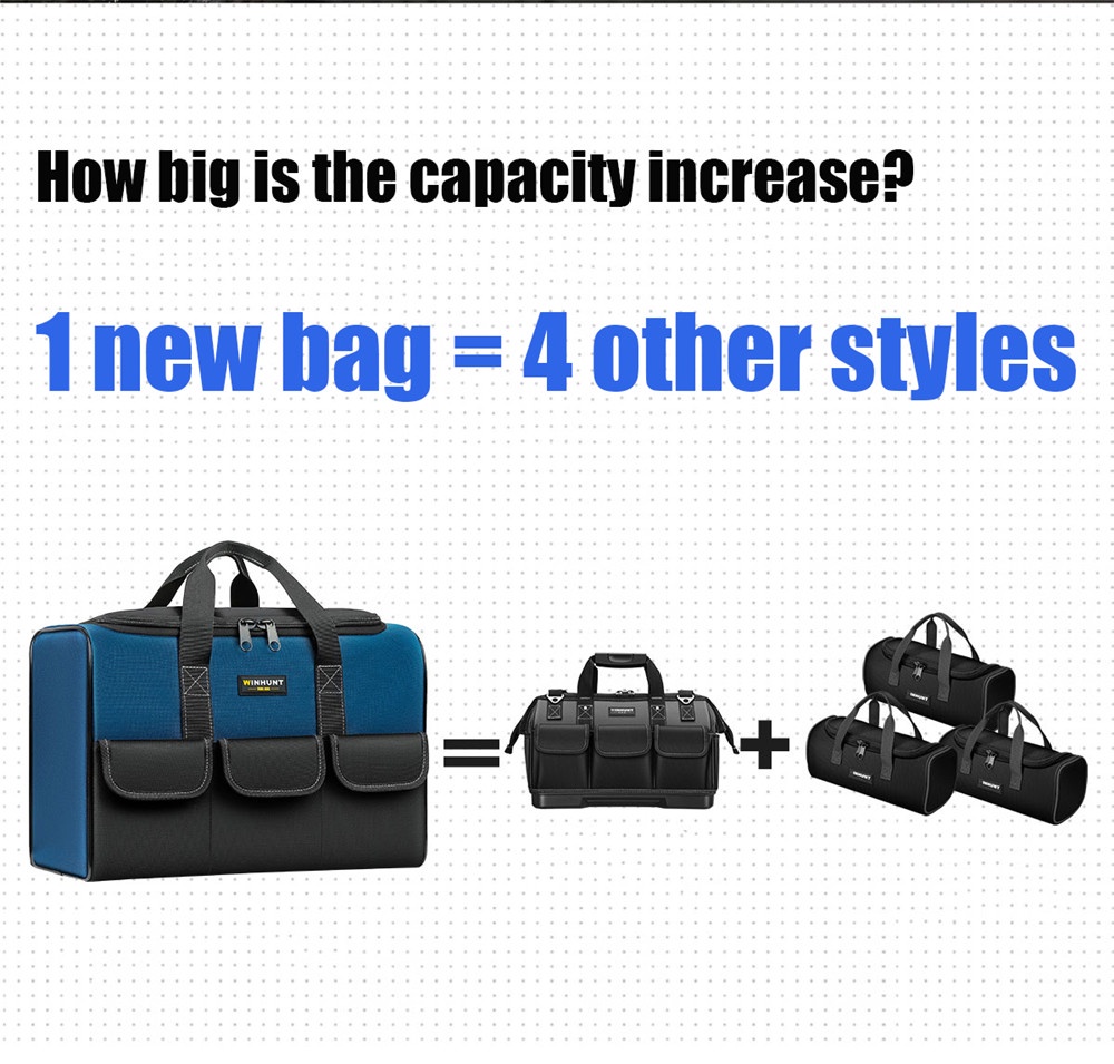 Winhunt Square Tool Bag Waterproof Multi Pockets Tool Organizer Tool ...