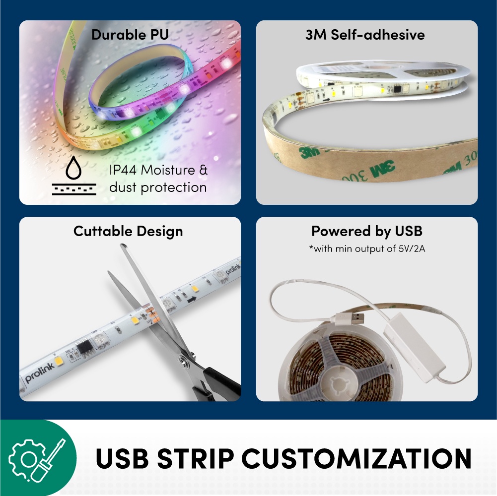 [RGBIC + Multicolor + Cuttable] Prolink DS-3602 Wi-Fi Smart LED Strip ...