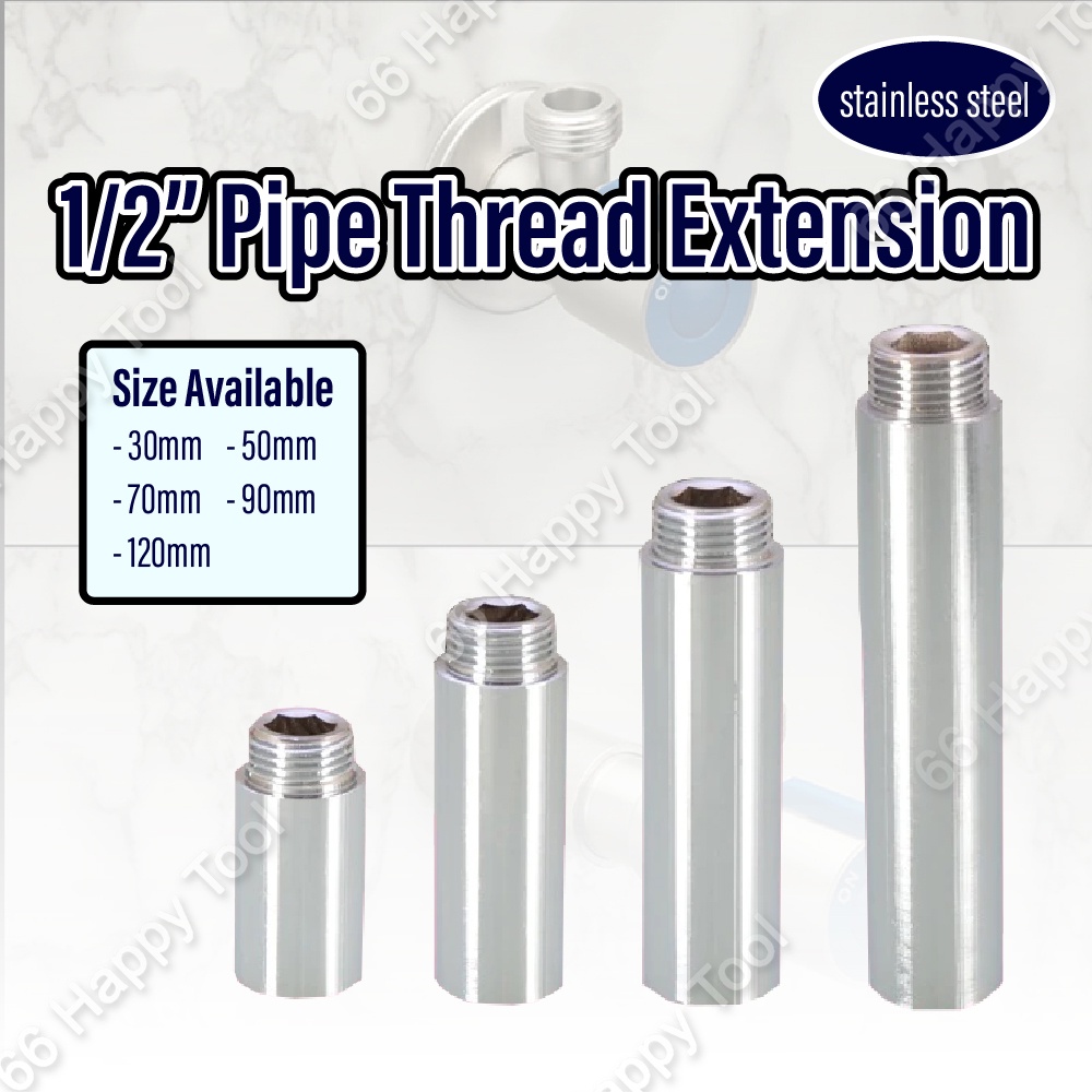 1/2" Pipe Thread Extension Stainless Steel Threaded End 30mm 50mm 70mm ...