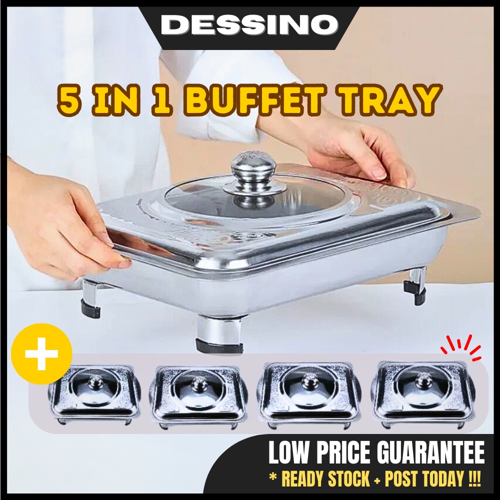 DESSINO 5 Set Buffet Tray Buffet Kenduri Buffet Pan Food Tray Serving ...