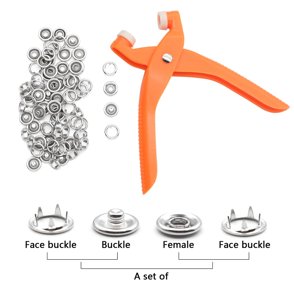 Five-Prong Snap Fastener Kit - No-Sew Button Press Tool for Easy ...