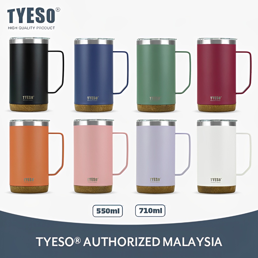 TYESO Thermal Coffee Cup With Side Handle (530ml/710ml) TS-8836/TS-8837 | Shopee Singapore