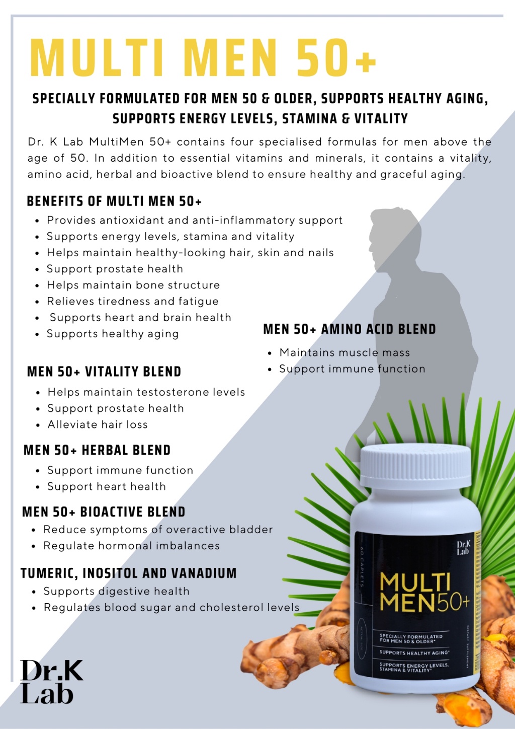 Dr. K Lab Multi Men 50 Plus (60 Caplets) + Multi Women 50 Plus (60 Caplets) [EXP: 10/25 ...