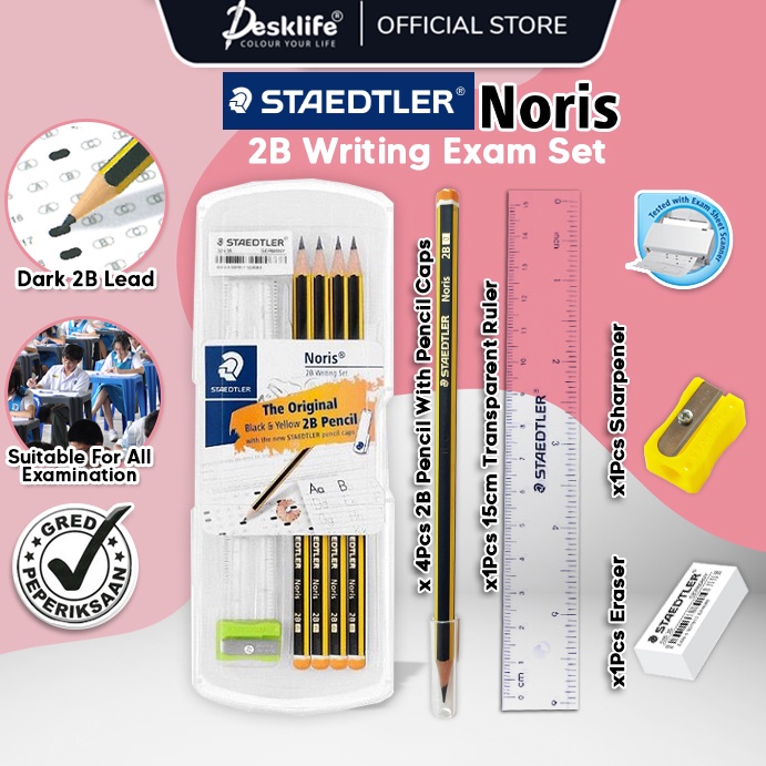 Desklife Staedtler Noris 2B Writing Stationary Set School Exam -(BOX ... Desklife Staedtler Noris 2B Writing Stationary Set School Exam -(BOX ...