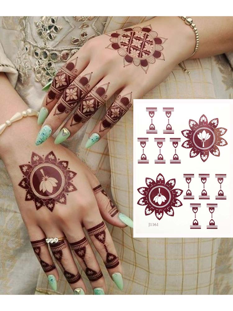 Waterproof Henna Tattoo Red Henna Stickers for Hand Fake Tattoo for ...