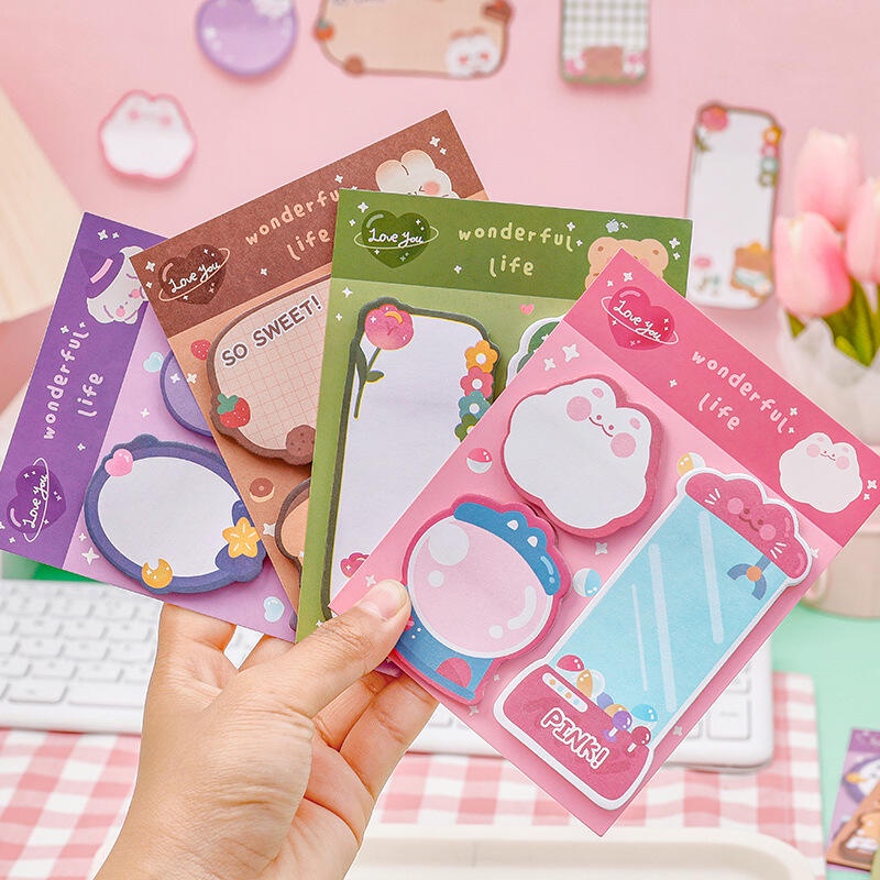 Cartoon Sticky Note Student Cute Memo MIni Notebook Creative Girls N ...