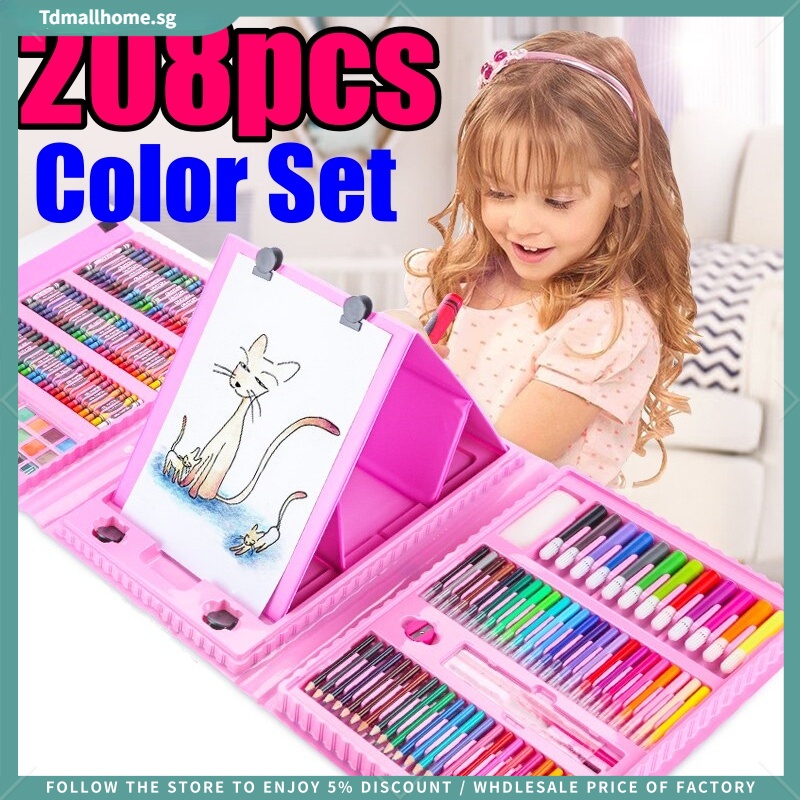 【SG Stock】208Pcs/ Set Children Painting Pen Set Non-allergic Uniform ...