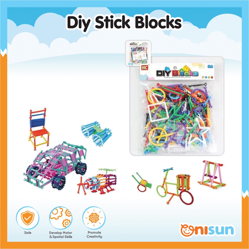Kids Fun Smart DIY Building Blocks Stick Block Learning Educational ...