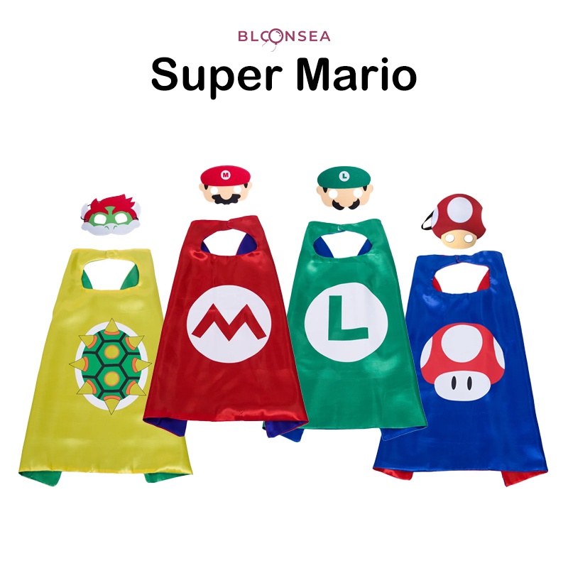 Super Mario Bros Superhero Mask Theme Anime Toys Mushroom Bowser Luigi ...