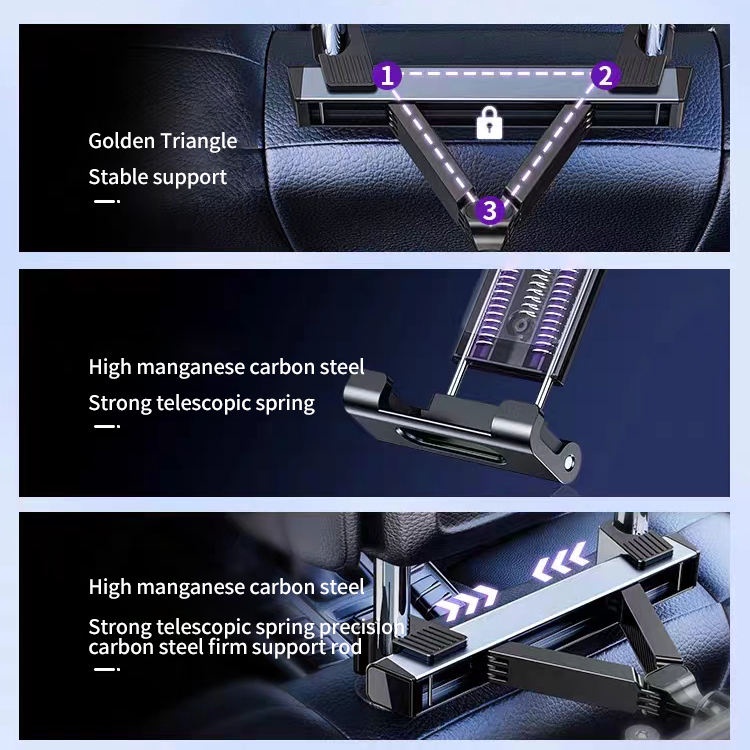 Car Headrest Phone Holder Flexible Adjustable 360 Degree Back Seat Car ...