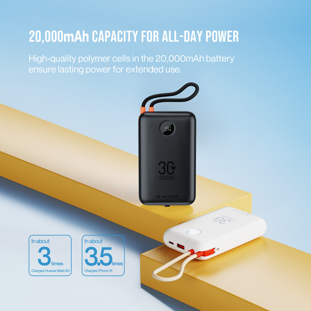 Skyzer Power Charge 302 | 30W 20000mAh Powerbank | Shopee Singapore