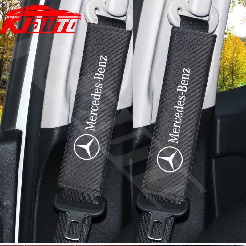1/2Pcs Mercedes Benz AMG Car Safety Seat Belt Cover Leather Safety ...