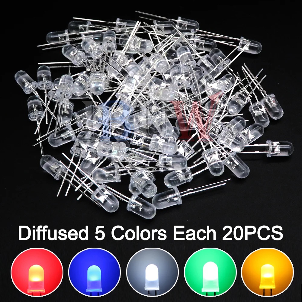 5 types of 5MM LED light-emitting diodes, DIP fog shaped light-emitting ...