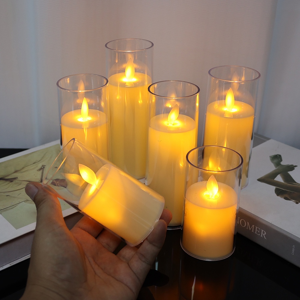 Acrylic LED Flameless Electric Candle Light / Flashing Battery Powered ...
