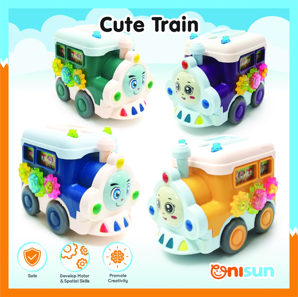 Kids Push Pull Cute Cartoon Trains Pretend Toy (Mainan Kereta) | Shopee ...
