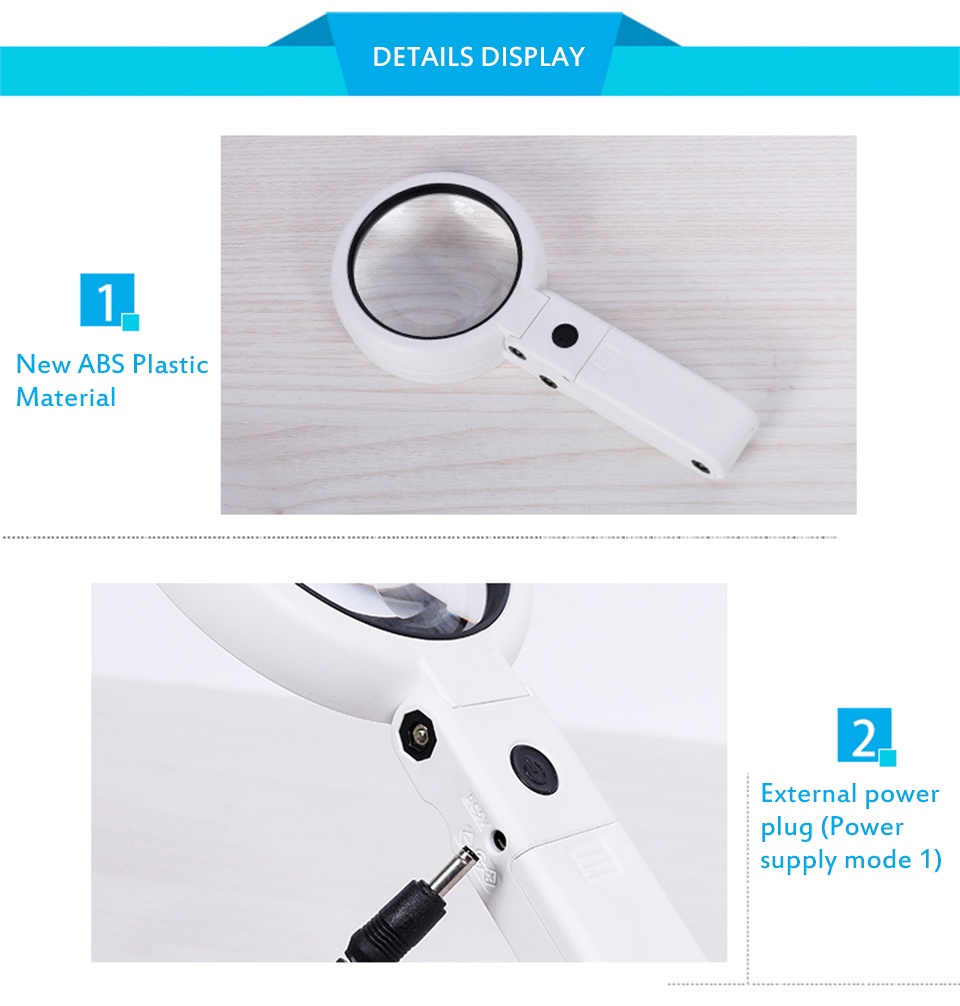 Portable Handheld Magnifying Glass with LED Light Foldable Desktop ...