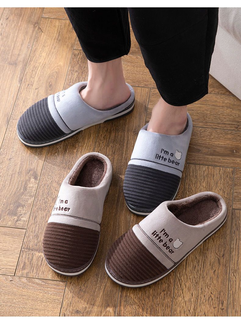 【24H Shipping】Large Size 36-51 Men Cotton Slippers Home Shoes Winter ...