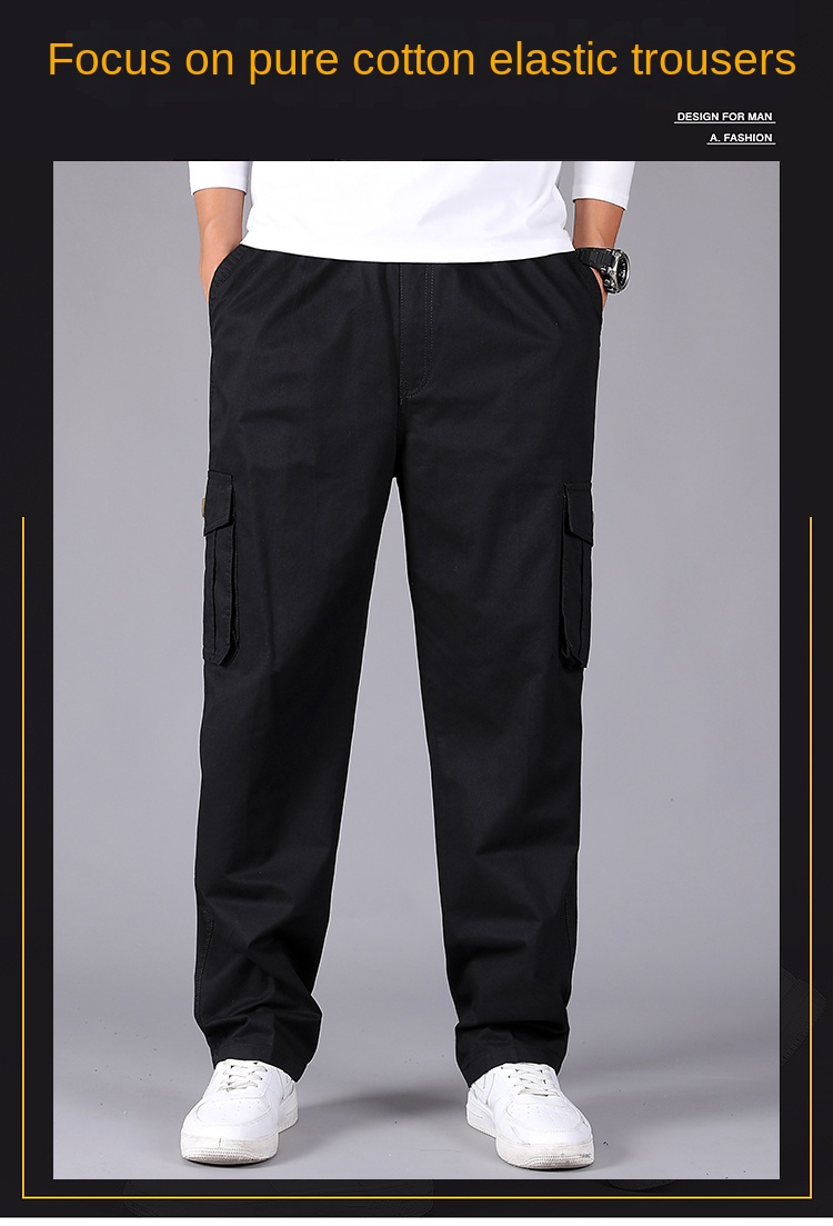 [M-6XL] Cargo Pants Men Plus Size Elastic Waist Long Pants Multi Pocket ...