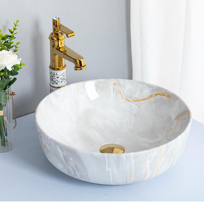 Ceramic wash basin countertop basin household square European-style art ...