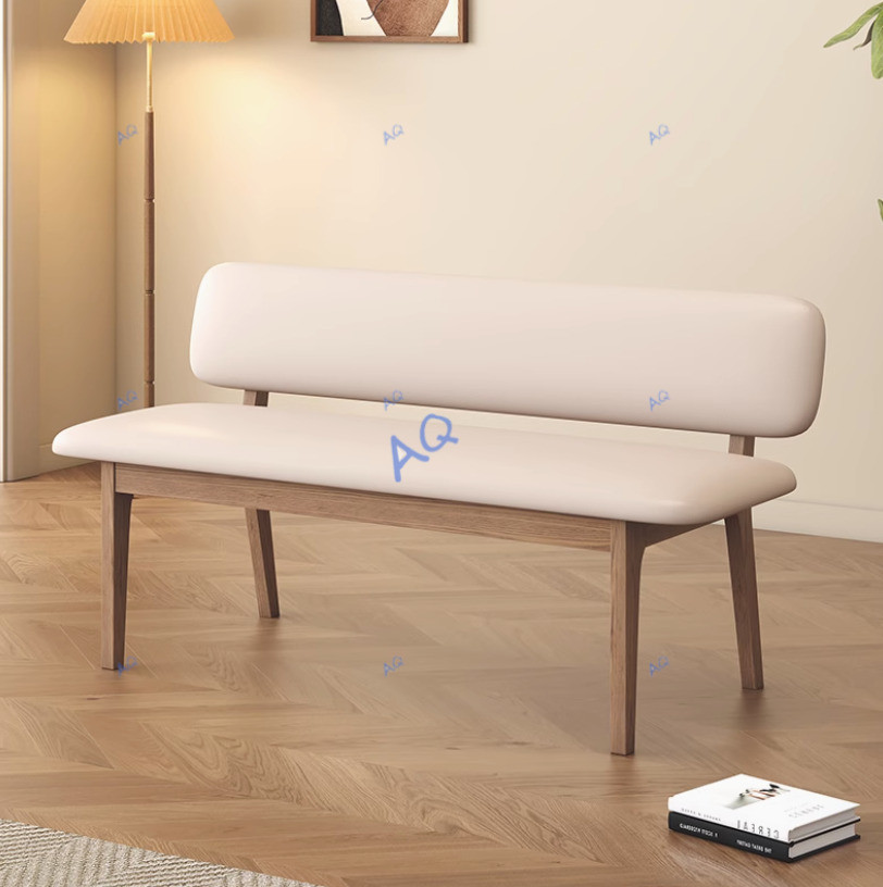 JAQ Bench Nordic Solid Wood Soft Pack Long Restaurant With Backrest ...