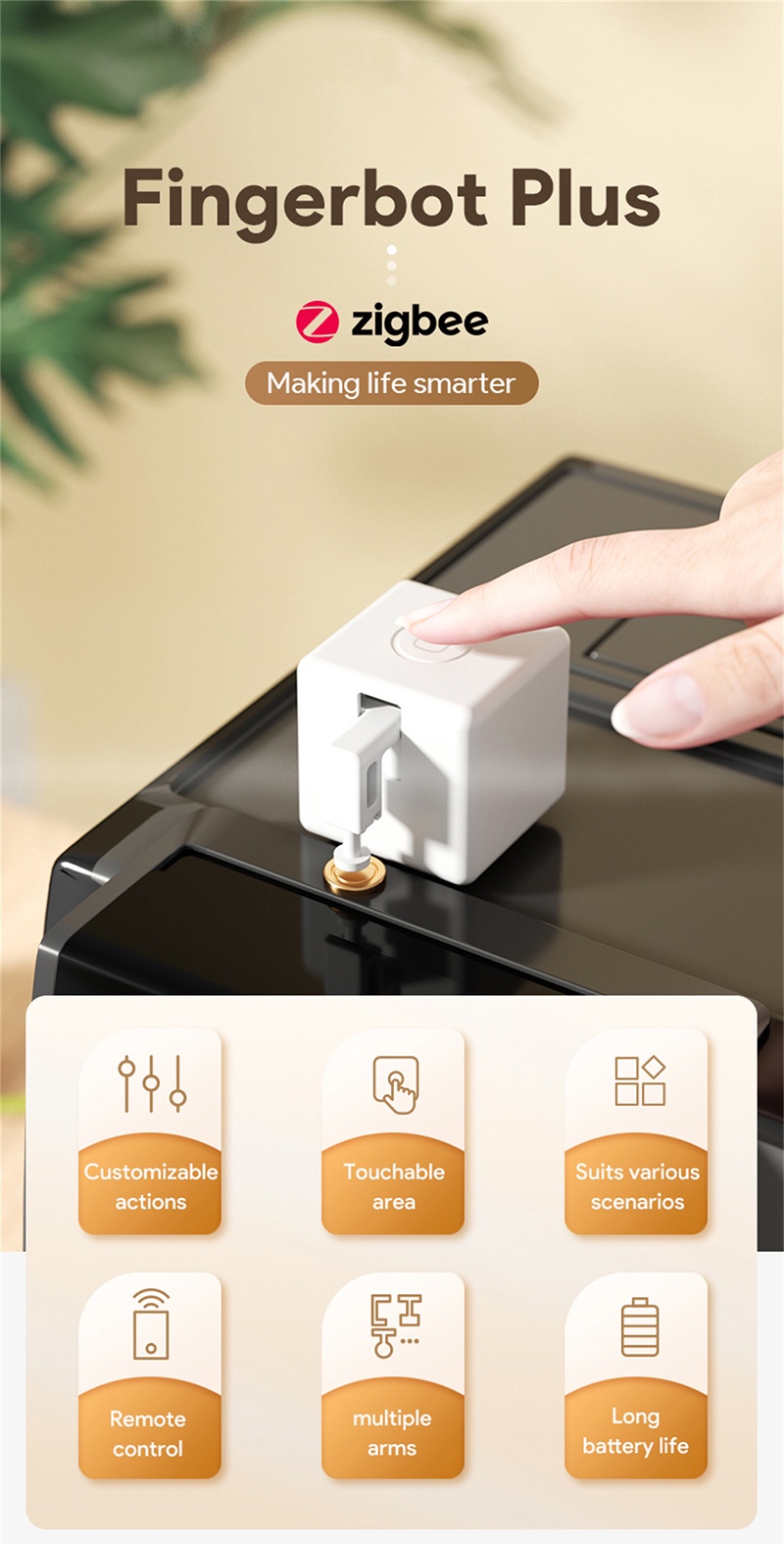 Tuya Bluetooth ZigBee Finger Bots Plus Switch Button Pusher Touch Arms ...