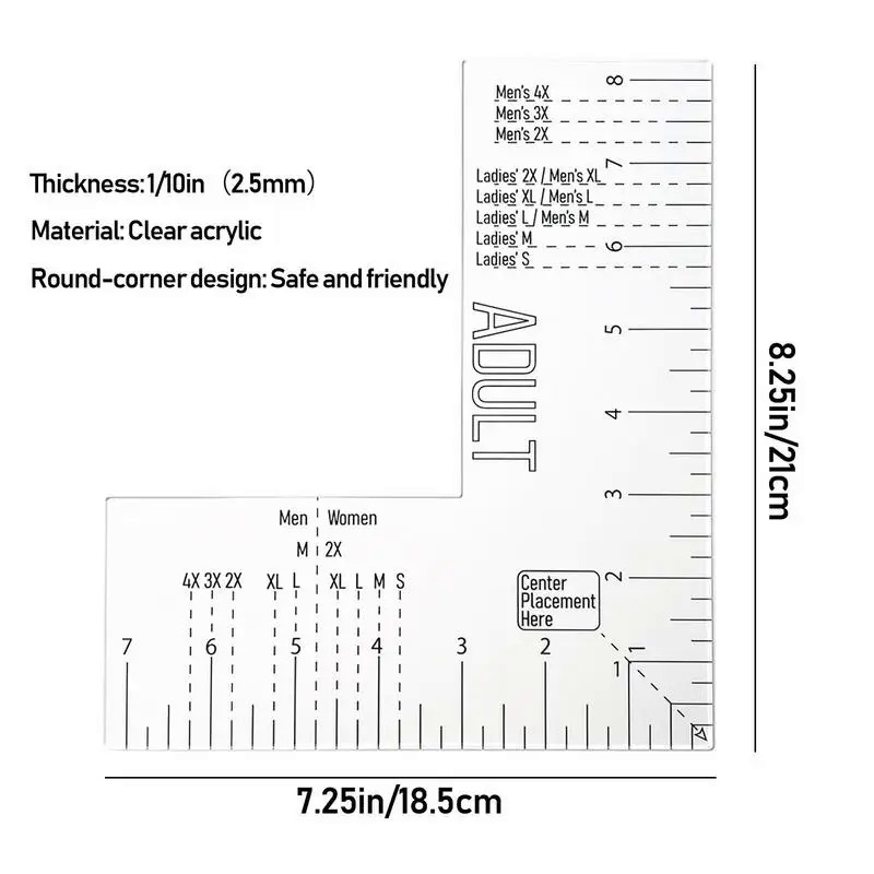 T-Shirt Ruler Guide Alignment Tool Acrylic T Shirt Ruler Measuring Tool ...