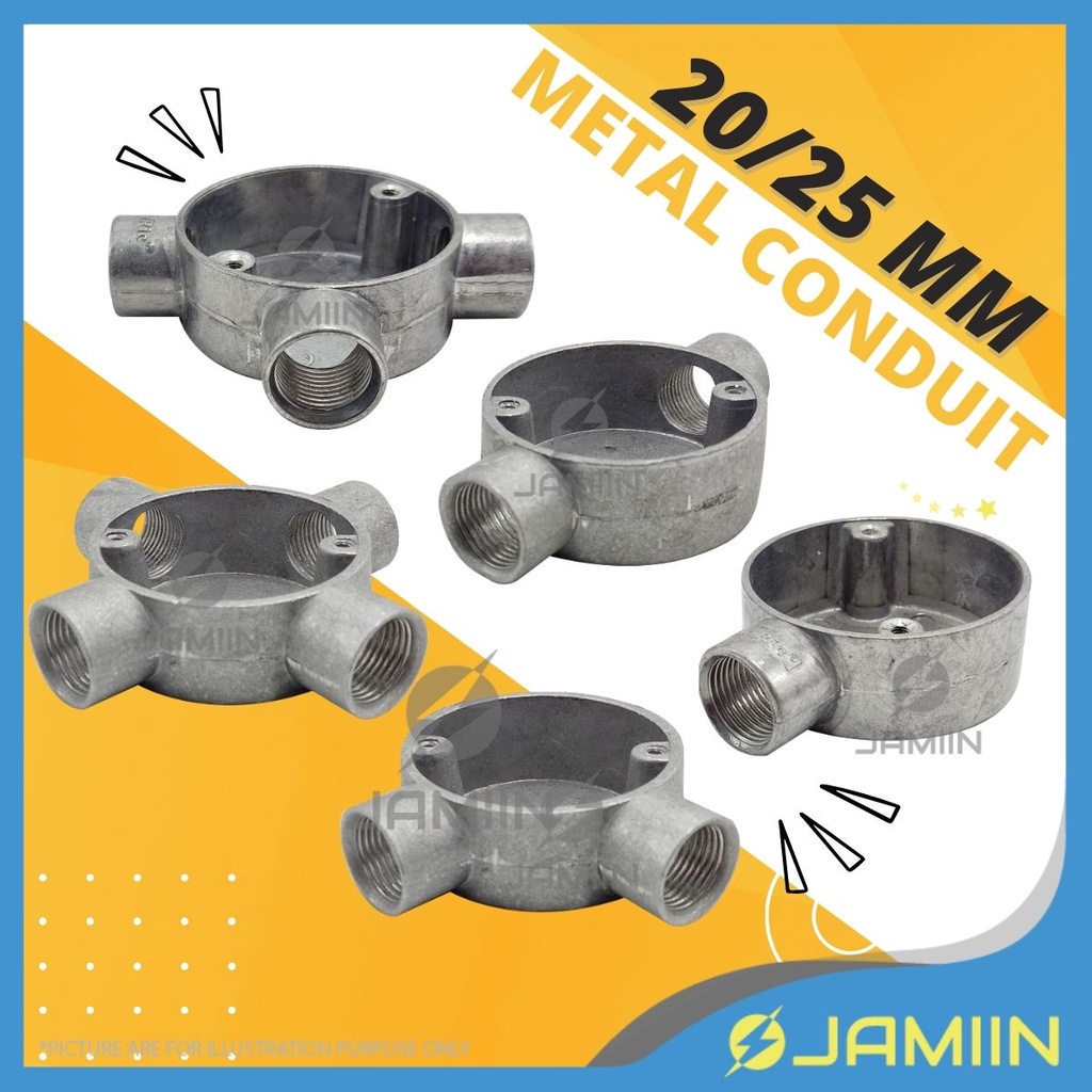 [1PC] Metal Conduit Circular Junction Box Fitting Joint Pipe Connectors ...