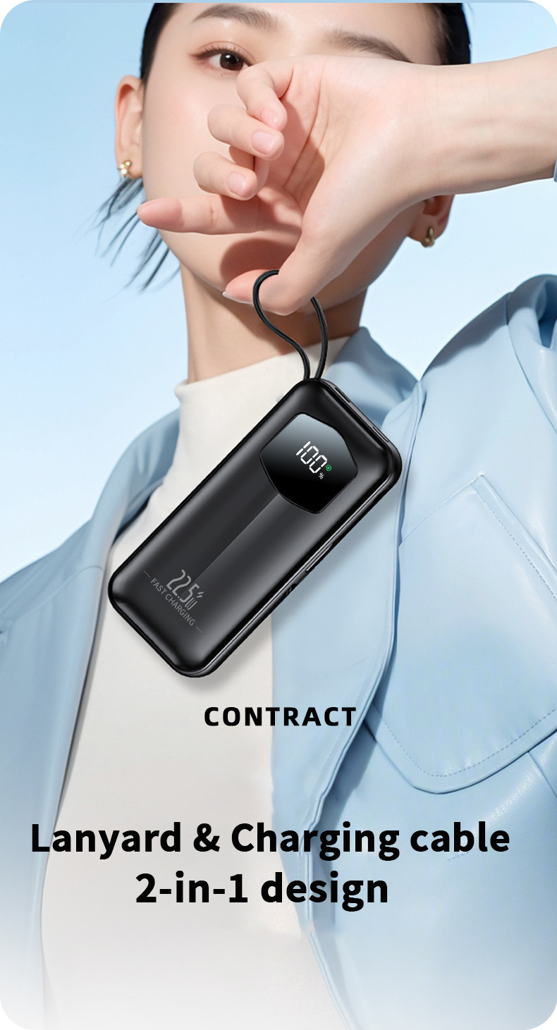 Retractable Built in Cable 20000mAh 22.5W Fast Charging Power Bank ...