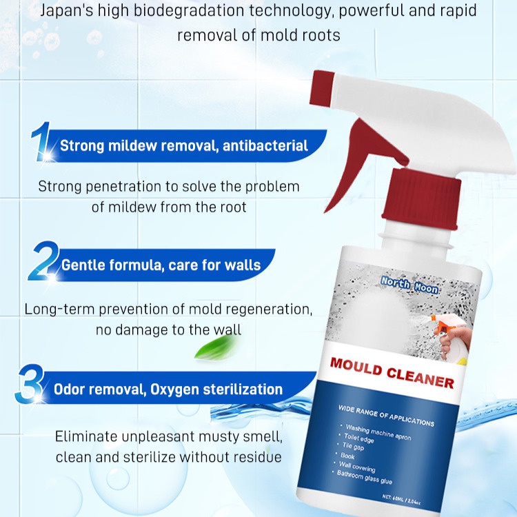 60ML North Moon Mildew and Deodorant Spray Foam Cleaning Silicone Seams ...