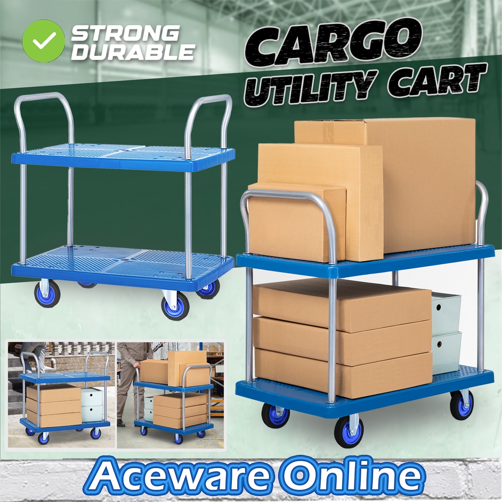 Platform Trolley Heavy Duty Hand Truck Trolley Cart PVC Cargo Trolley ...