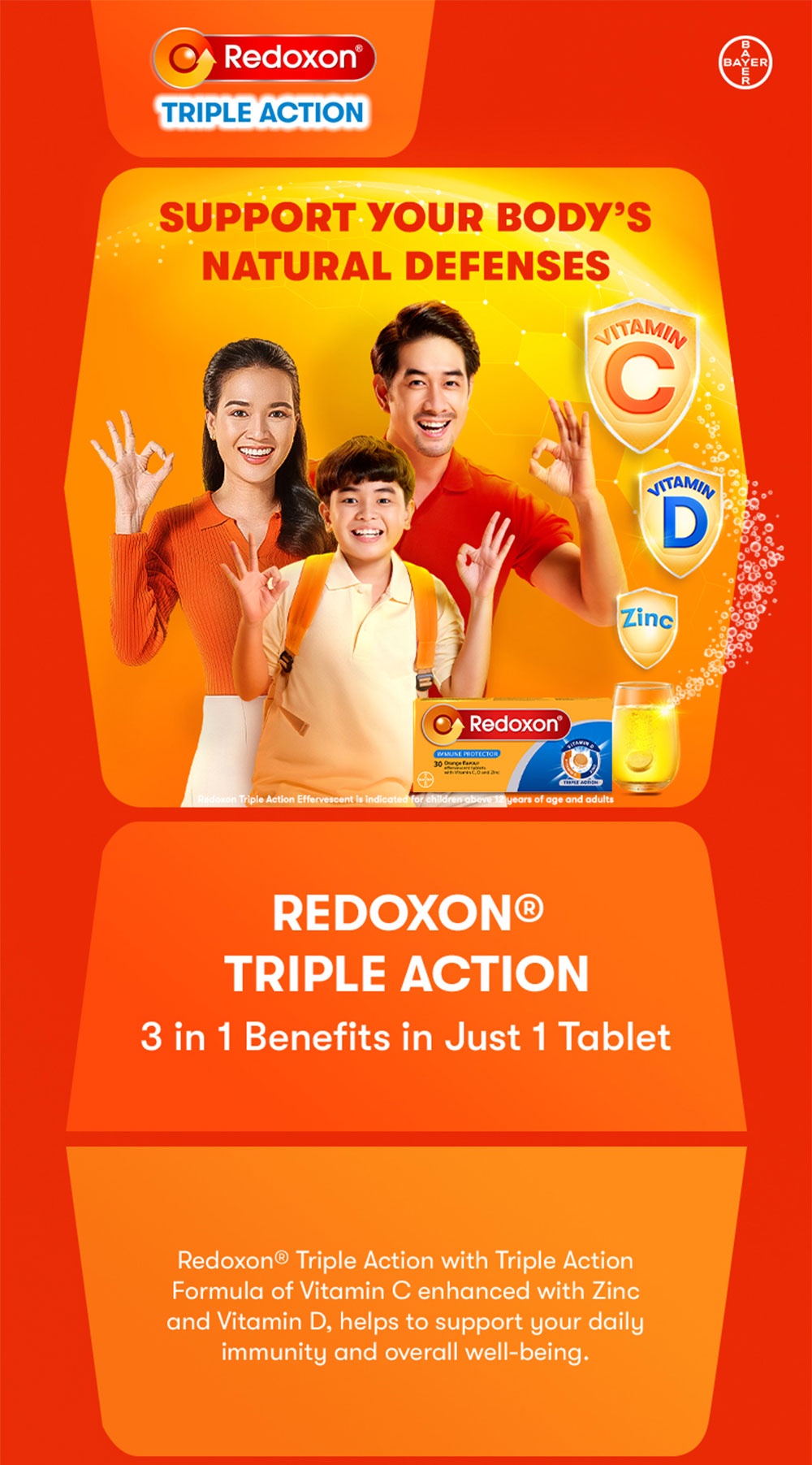 [Bundle of 2] Redoxon Triple Action Orange Effervescent 15 Tablets Exp ...